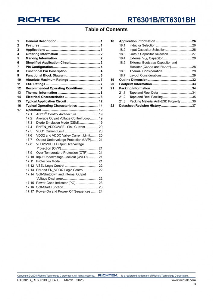 RT6301B/RT6301BH datasheet page 3