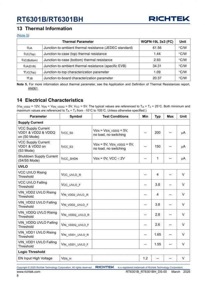 RT6301B/RT6301BH datasheet page 8