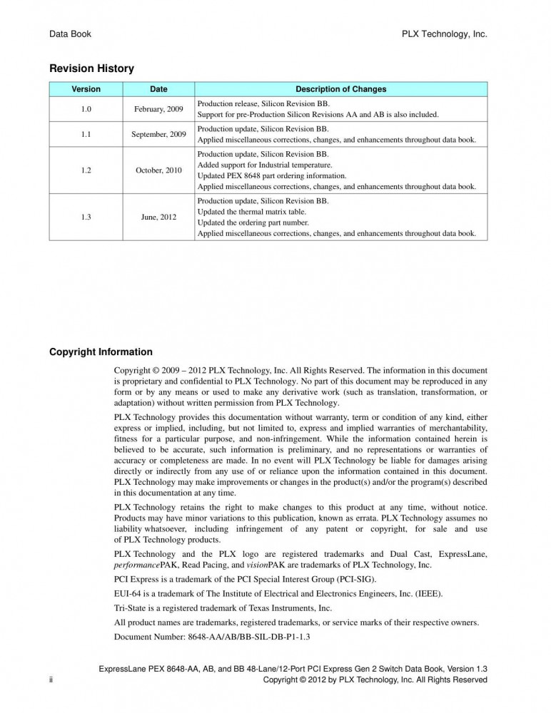 PEX8648 data book page 2