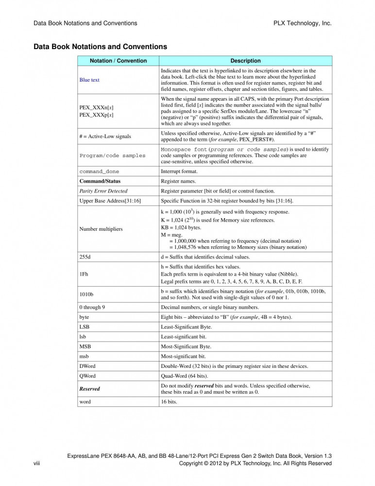 PEX8648 data book page 8