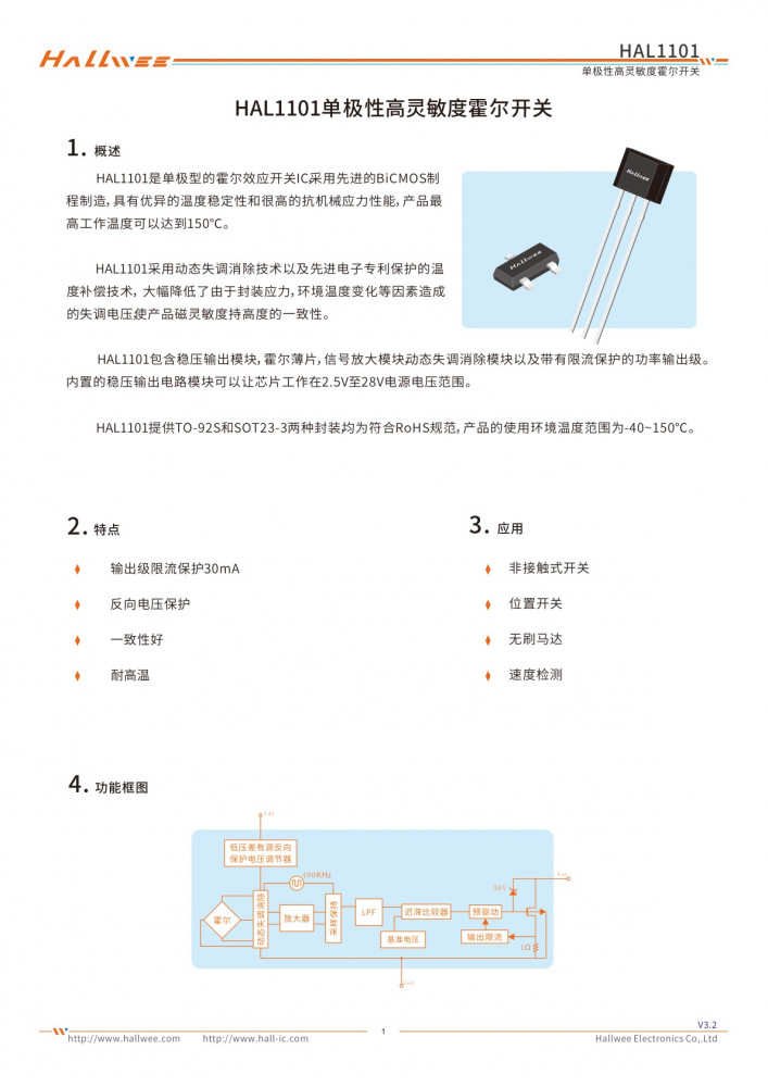 HAL1101UA datasheet page 1