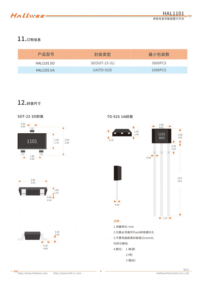 HAL1101UA datasheet page 4