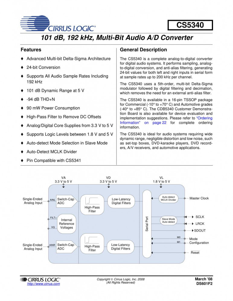 CS5340 datasheet page 1
