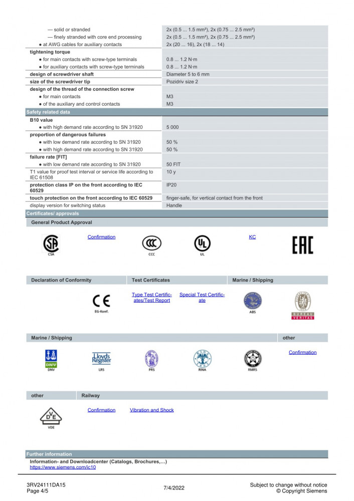 3RV24111DA15 datasheet page 4