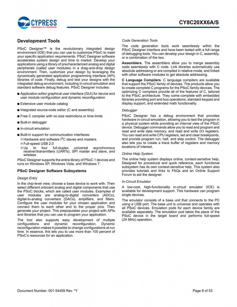 CY8C20336A-24LQXI technical document page 8