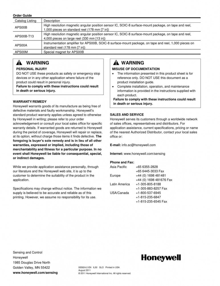 APS00B datasheet page 6