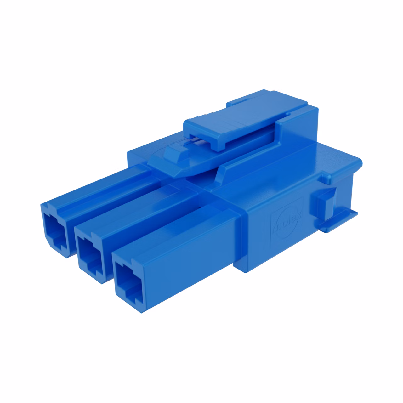 Mega-Fit ColorLock Tangless TPA-Capable Receptacle Housing, Single Row, 3 Circuit, UL 94V-0, Glow-Wire Capable, Blue for sale