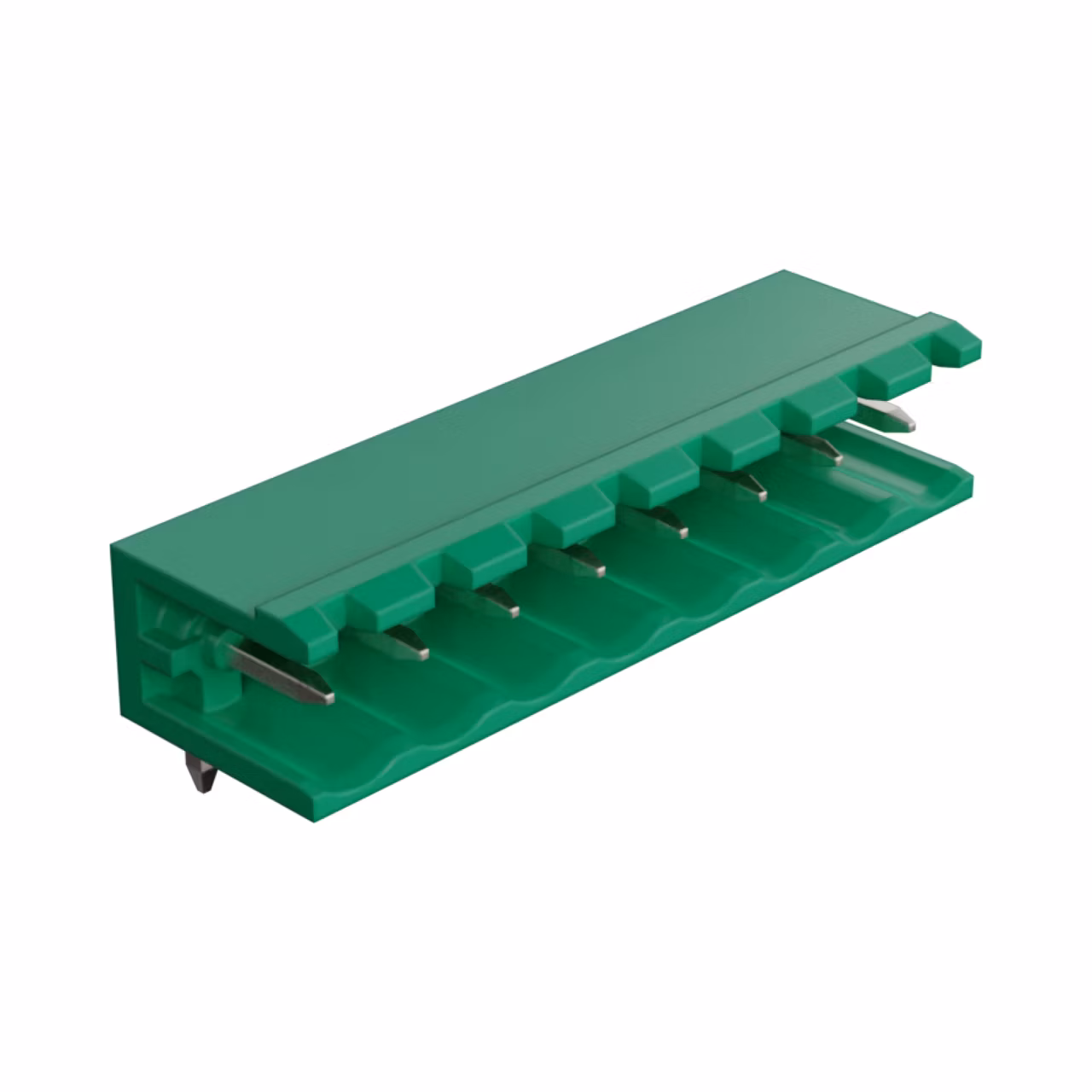 5.08mm Pitch Eurostyle Right-Angle PCB Header, Open Ends, Green Housing, 8 Circuits for sale