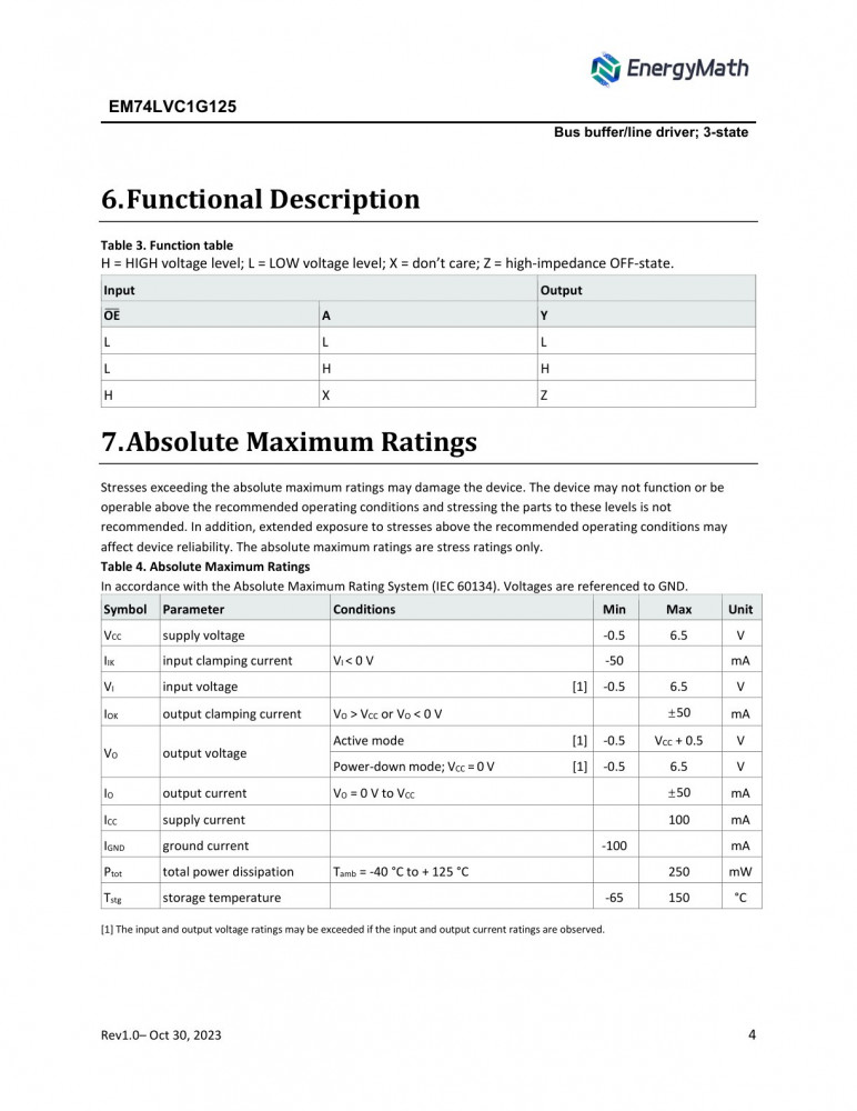 EM74LVC1G125 datasheet page 4