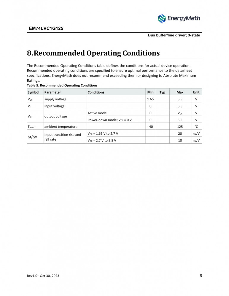 EM74LVC1G125 datasheet page 5