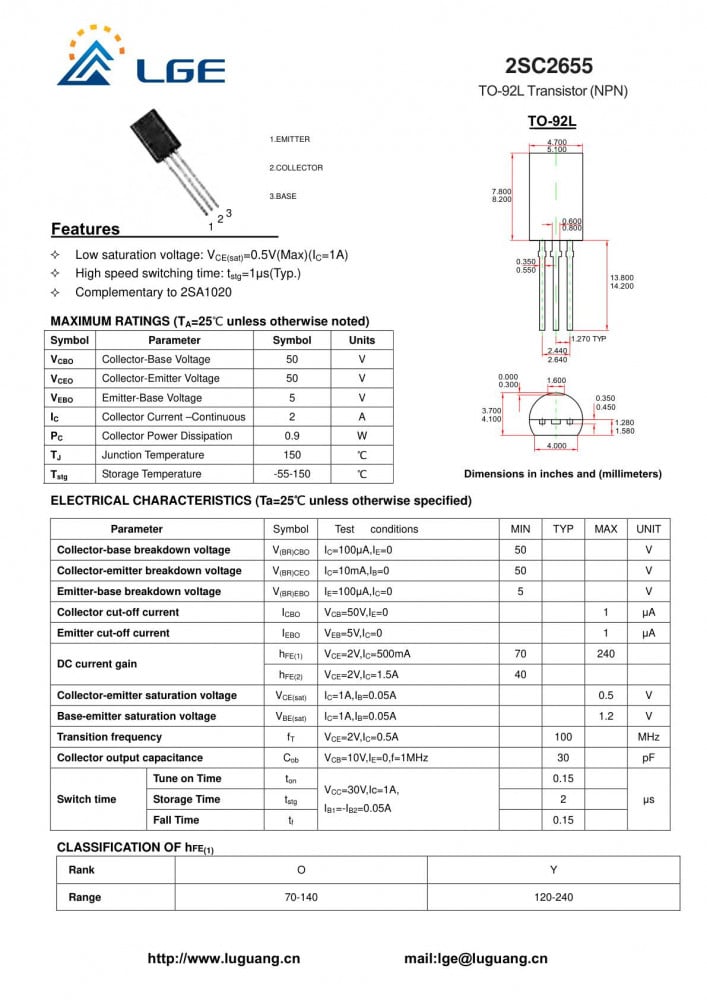 2SC2655 datasheet page 1