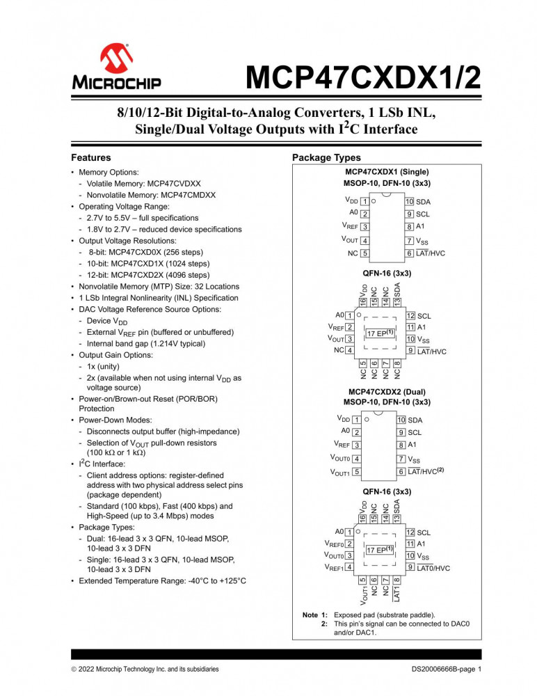 MCP47CVD02 technical document page 1