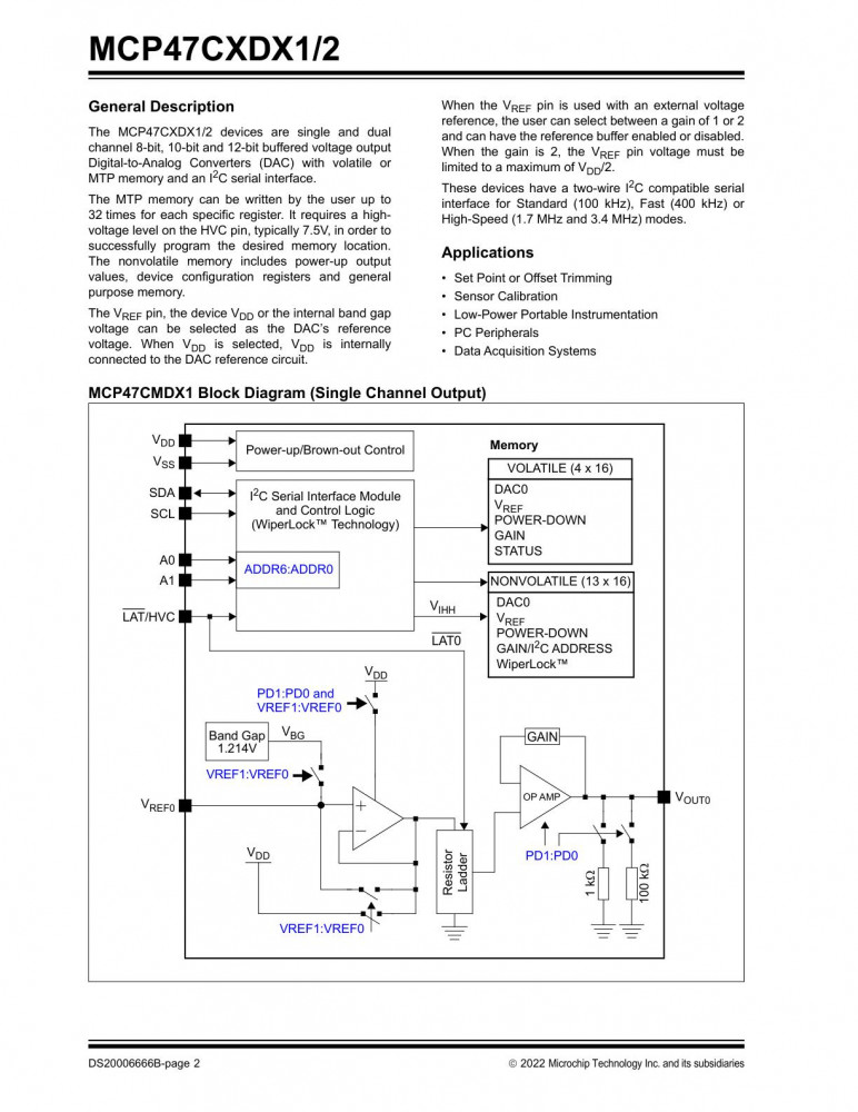 MCP47CVD02 technical document page 2
