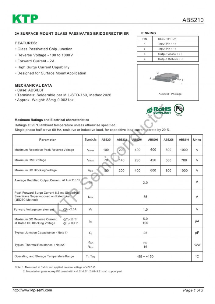 ABS210 datasheet page 1