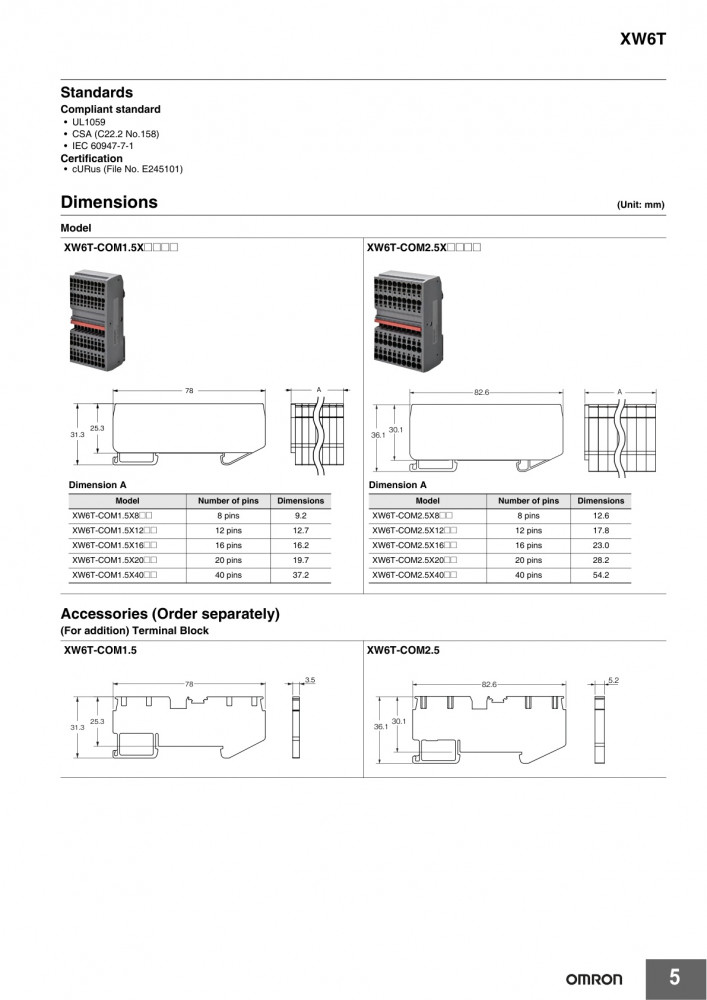 OMRON XW6T-COM1.5X8RD datasheet page 5