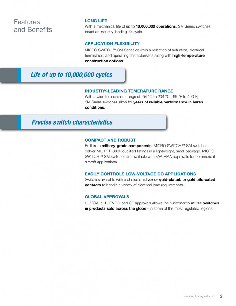 Honeywell SM Series documentation page 3