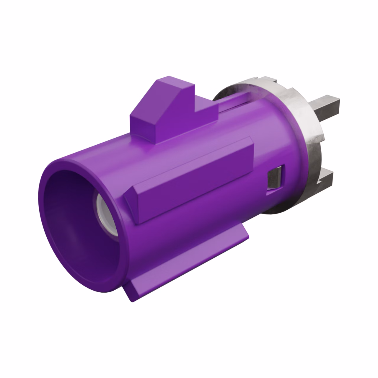 FAKRA Jack, Straight, PCB Receptacle, Through Hole, Keying Code H, Brass Body, Tin (Sn) Plated, Violet 50 Ohms for sale