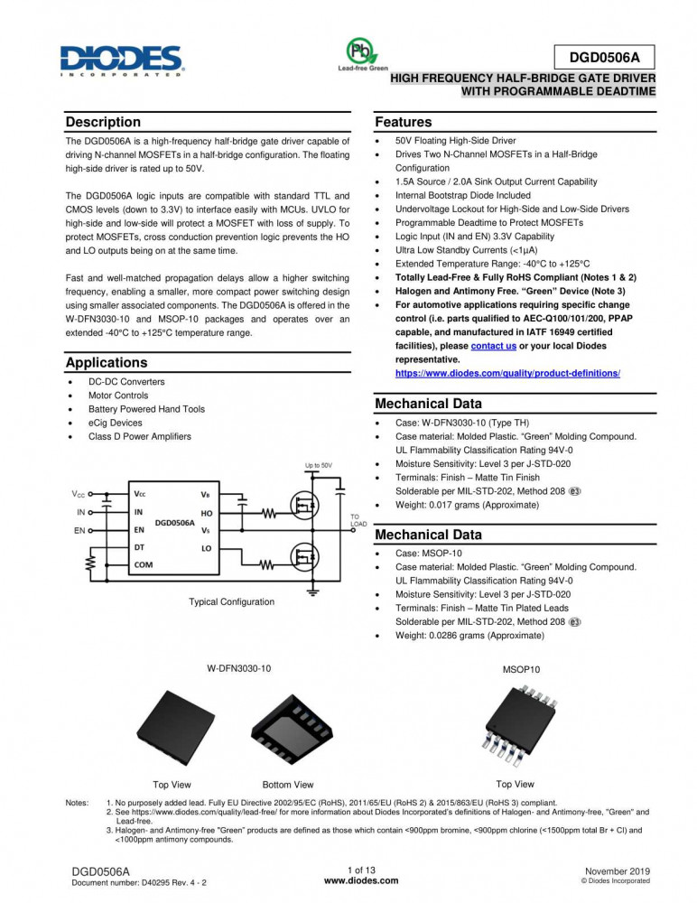 DGD0506AFN-7 technical document page 1