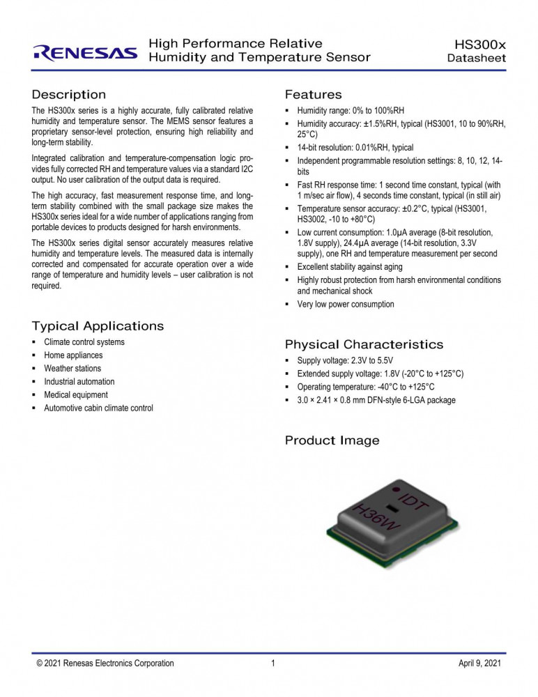 HS3004 technical document page 1