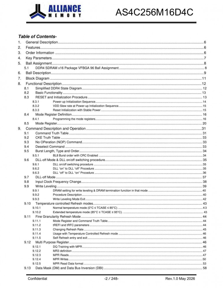 AS4C256M16D4C document page 2
