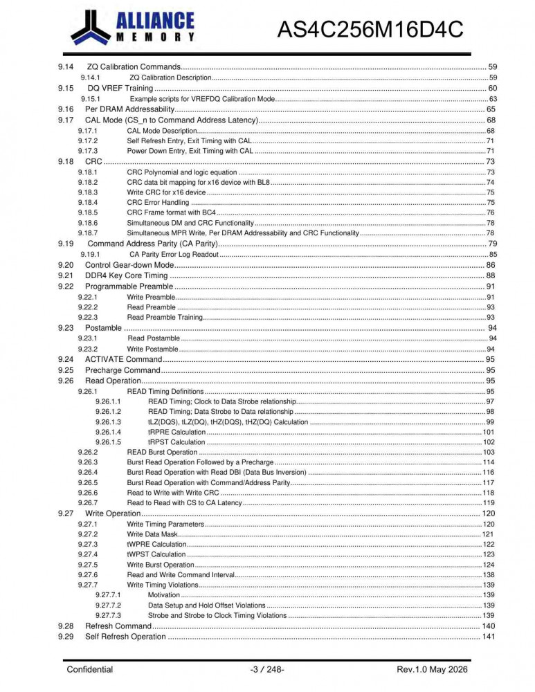 AS4C256M16D4C document page 3