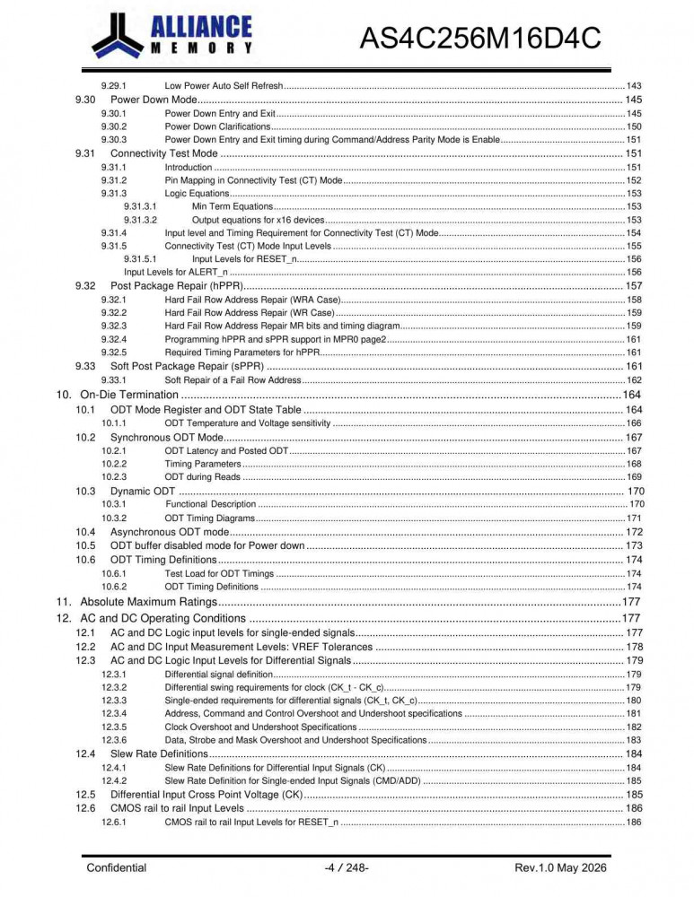 AS4C256M16D4C document page 4