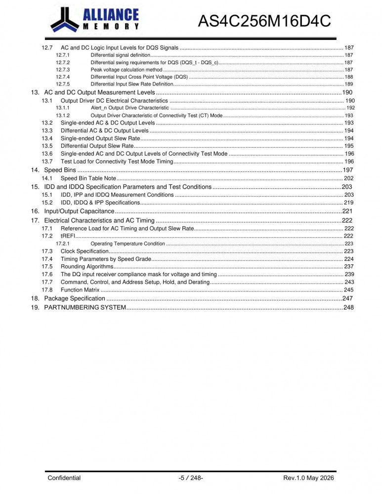 AS4C256M16D4C document page 5