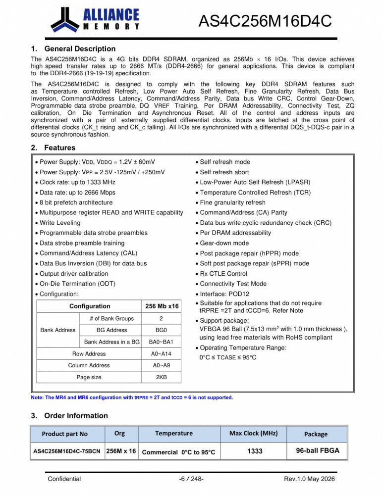 AS4C256M16D4C document page 6