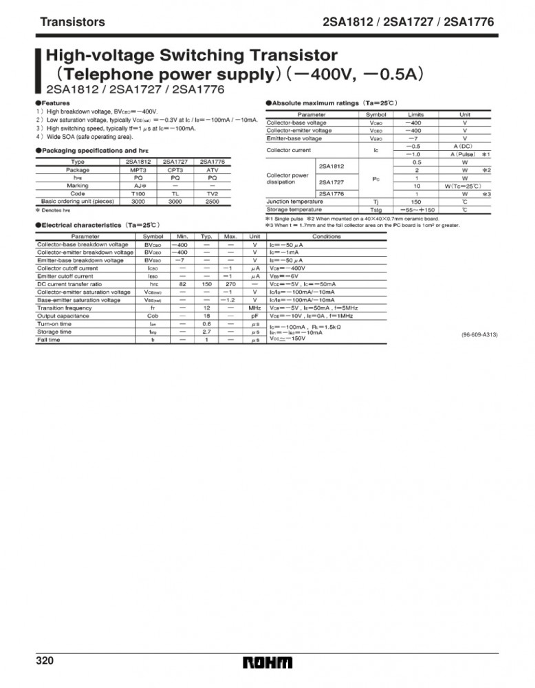 ROHM 2SA1727 technical document page