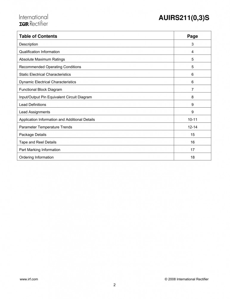 AUIRS2113STR datasheet page 2
