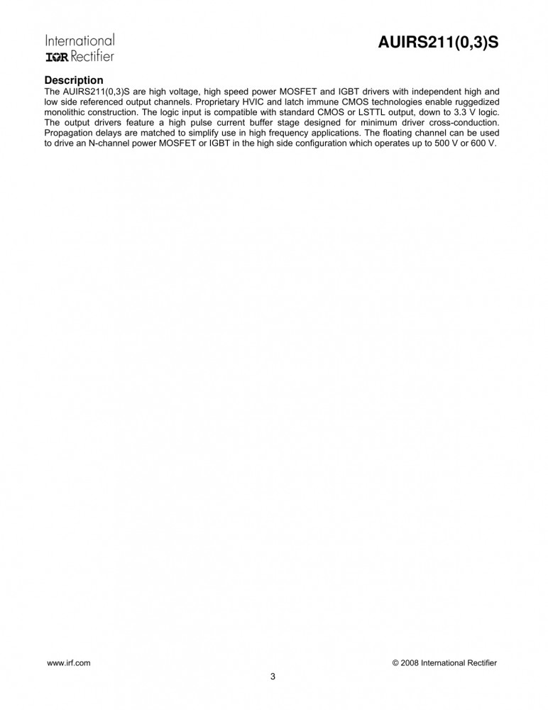 AUIRS2113STR datasheet page 3