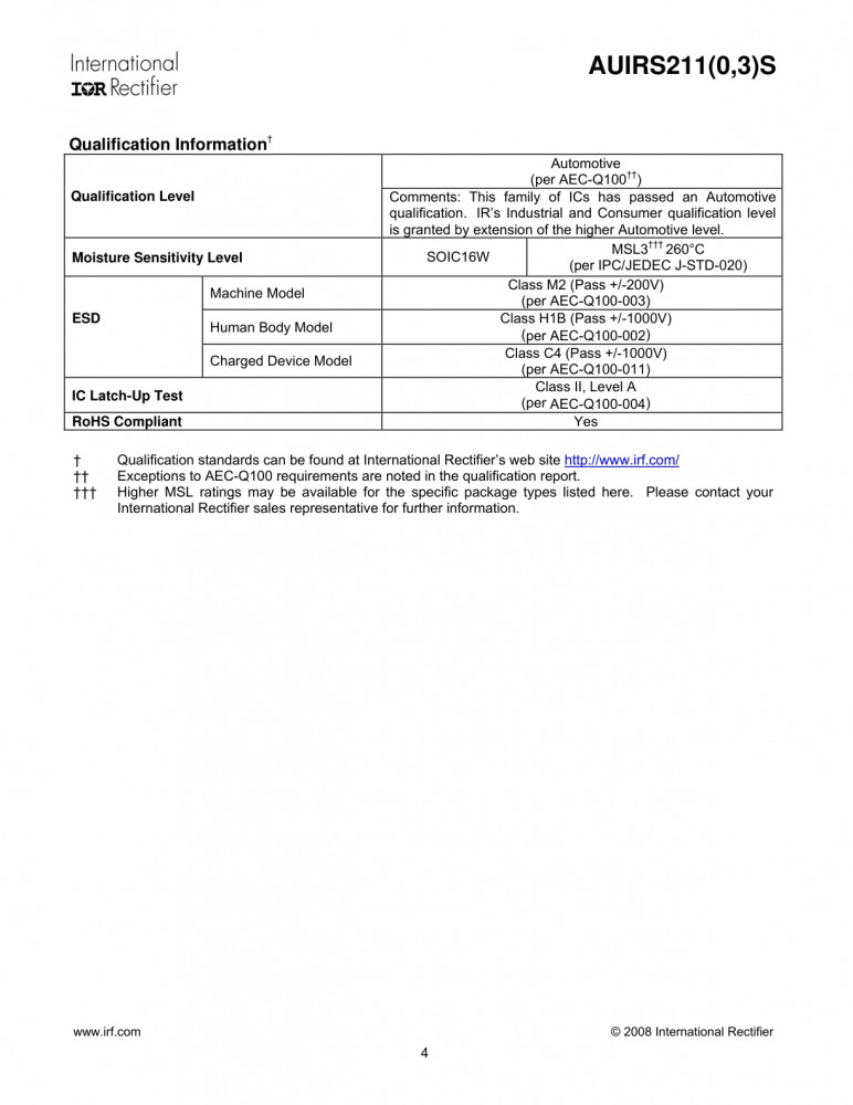 AUIRS2113STR datasheet page 4