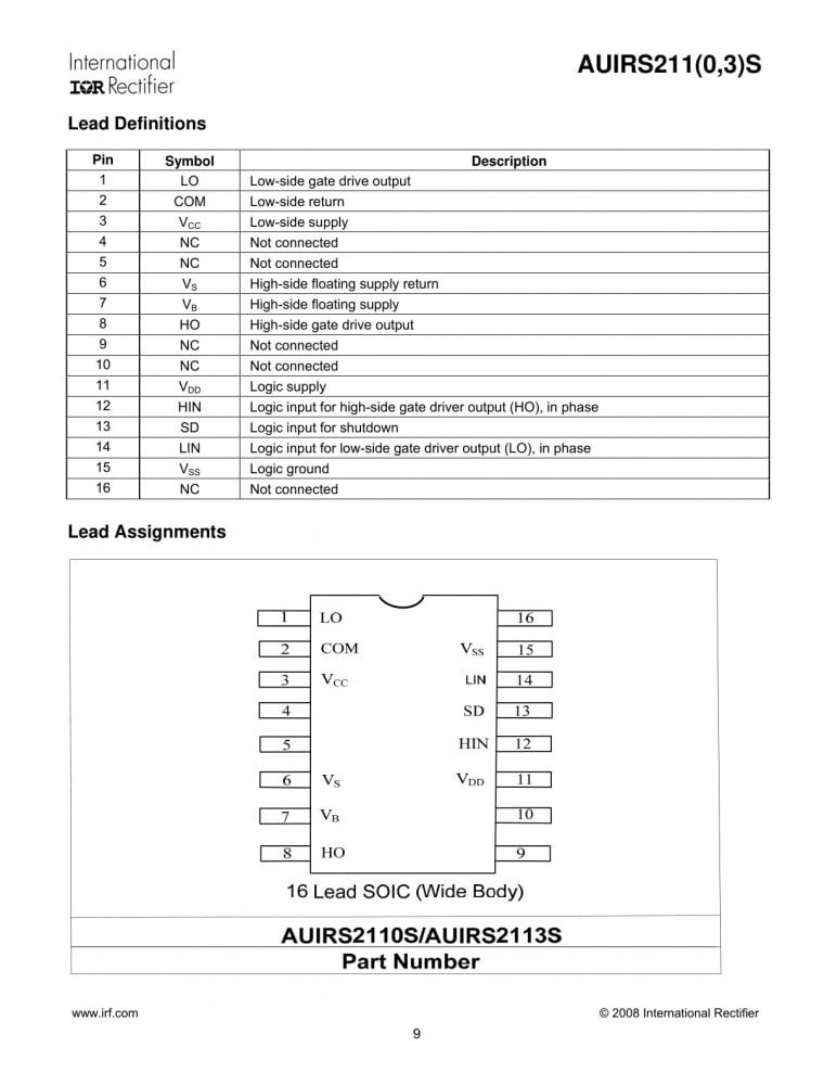 AUIRS2113STR datasheet page 9