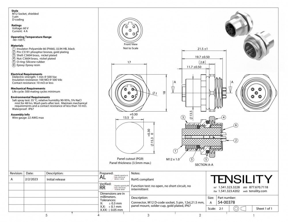 Tensility International 54-00378 product drawing