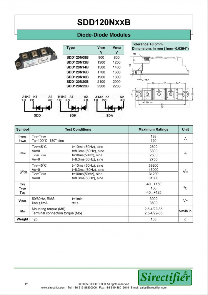 SDD120N12B datasheet page 1