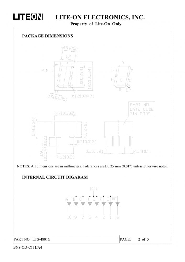 LTS-4801G datasheet page 2