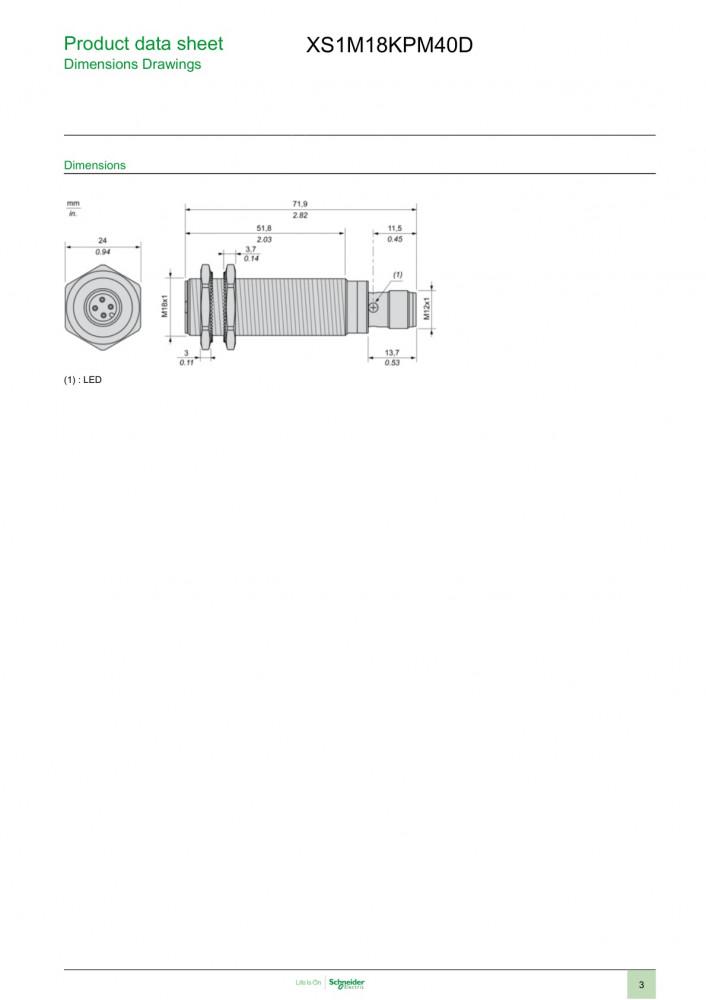 XS1M18KPM40D product documentation page 3
