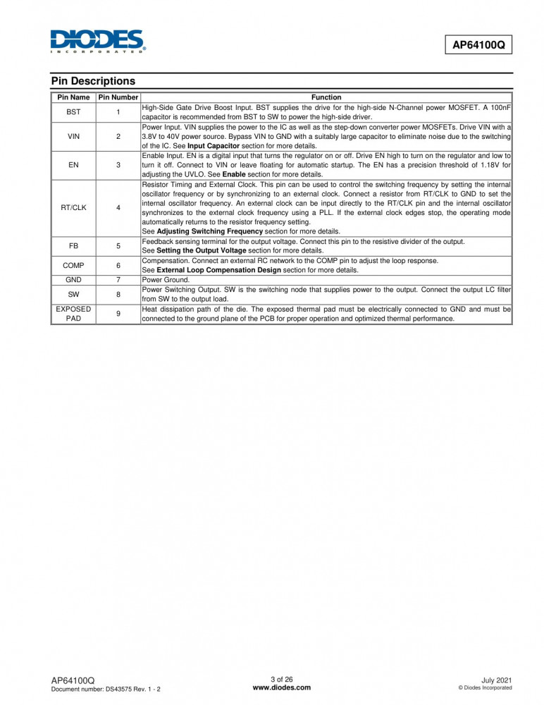 AP64100QSP-13 datasheet page 3