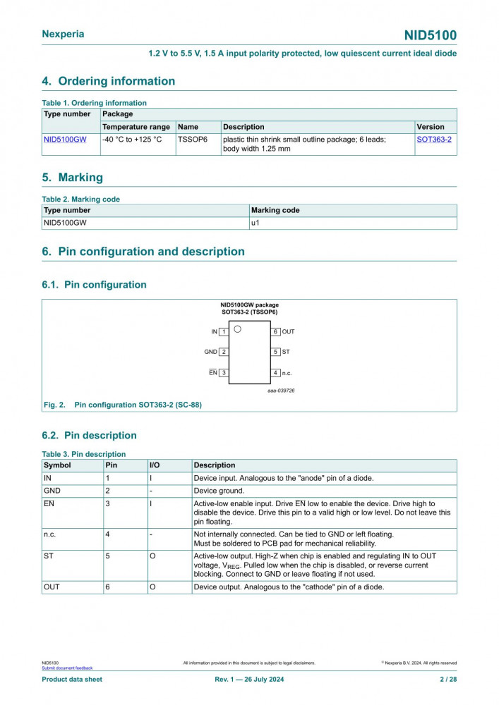 NID5100GWH technical document page 2