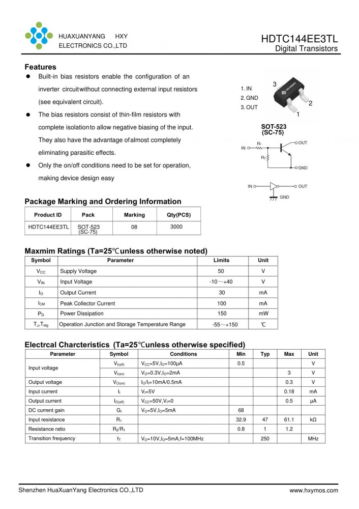 HDTC144EE3TL datasheet page 1