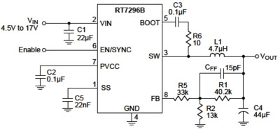 RT7285B - 1.5A, 18V, 500kHz ACOT® Synchronous Step-Down Converter