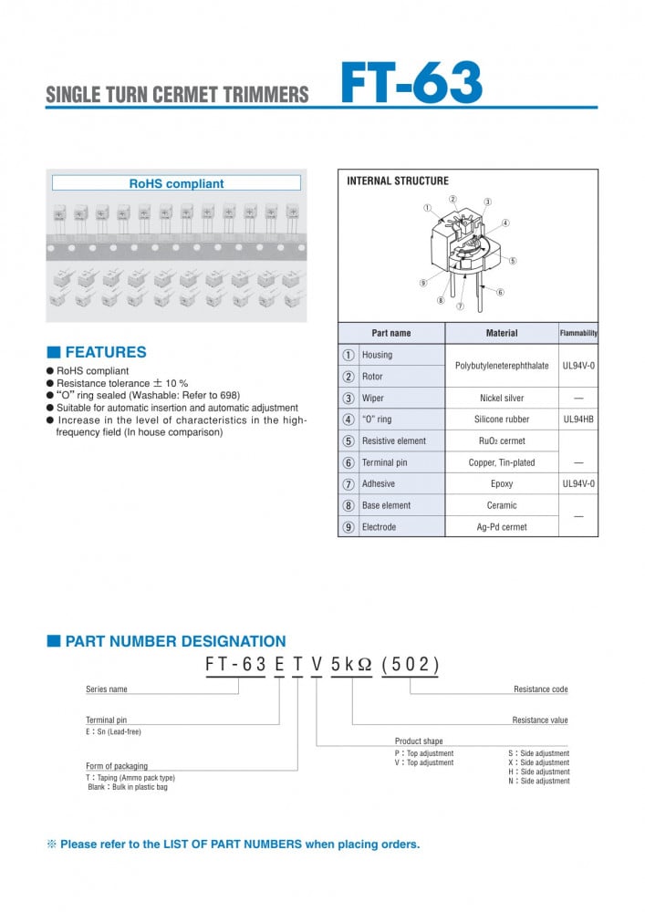 Nidec FT-63ETS201 datasheet page 1