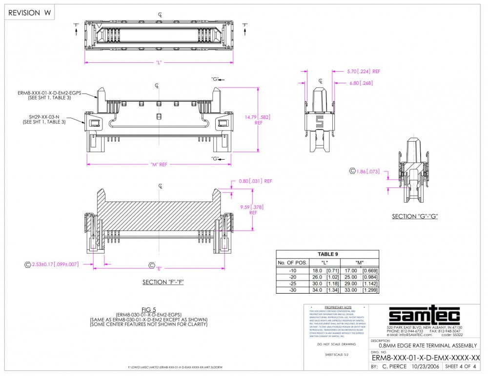 Samtec ERM8 technical drawing page 4