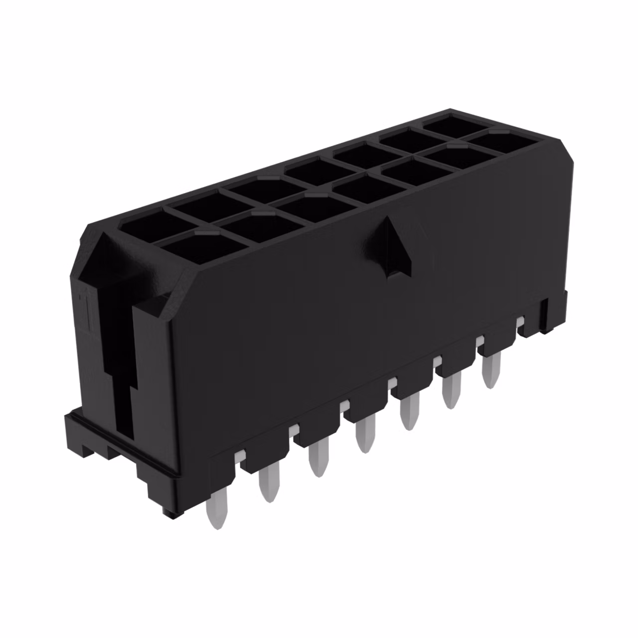 Micro-Fit 3.0 Vertical Header, 3.00mm Pitch, Dual Row, 14 Circuits, with PCB Polarizing Peg, 2.54µm Matte Tin Plating, Glow-Wire Capable, Black for sale