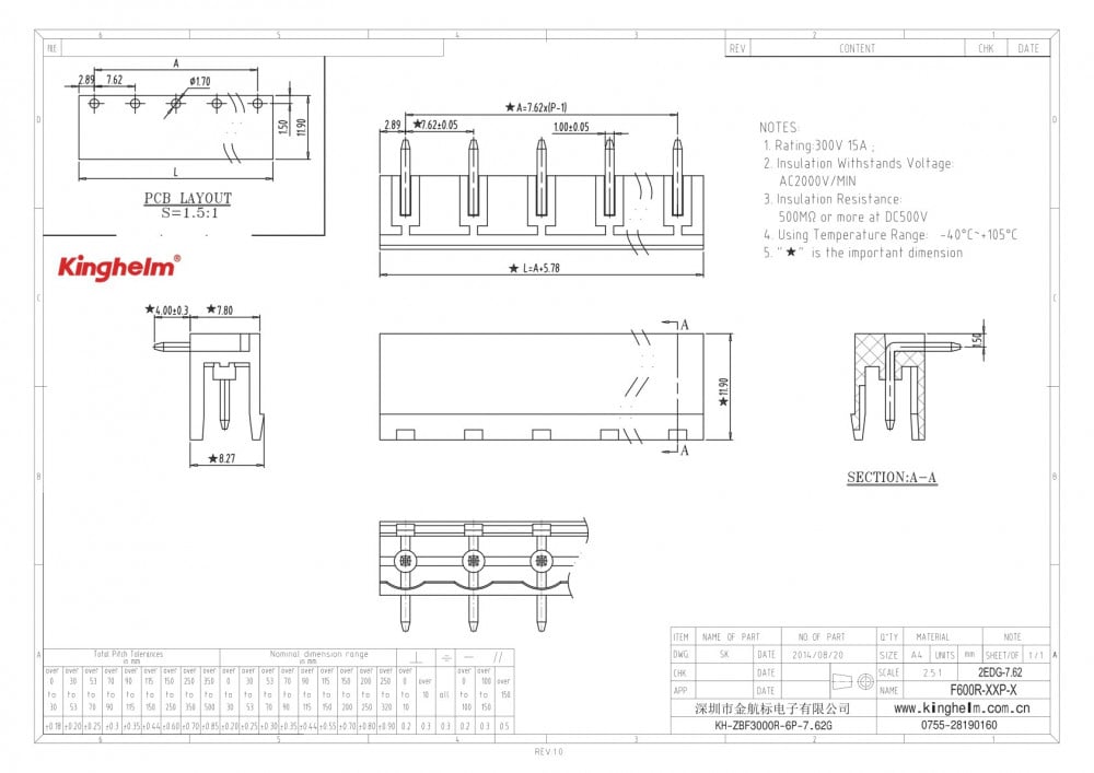 Kinghelm KH-ZBF3000R-6P-7.62G technical drawing preview