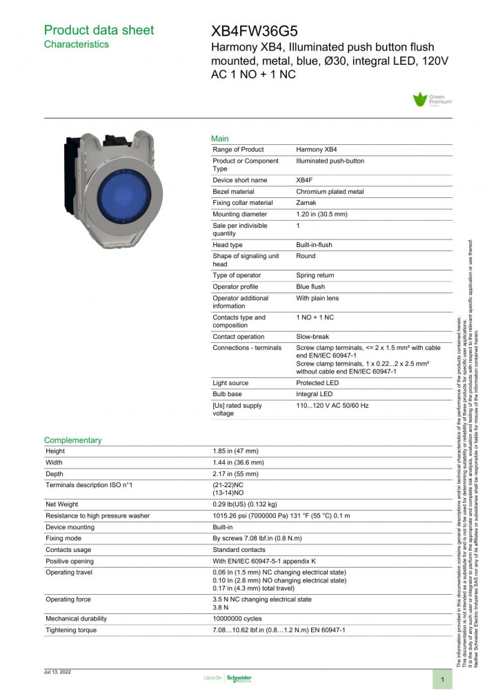 XB4FW36G5 technical document page 1