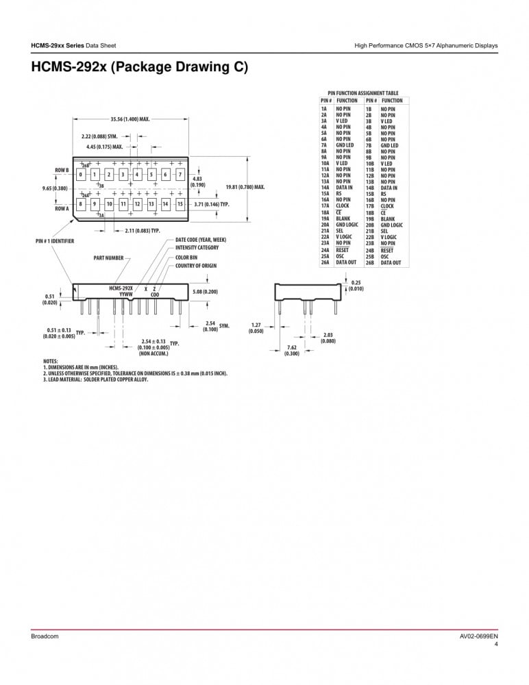 HCMS-29xx datasheet page 4