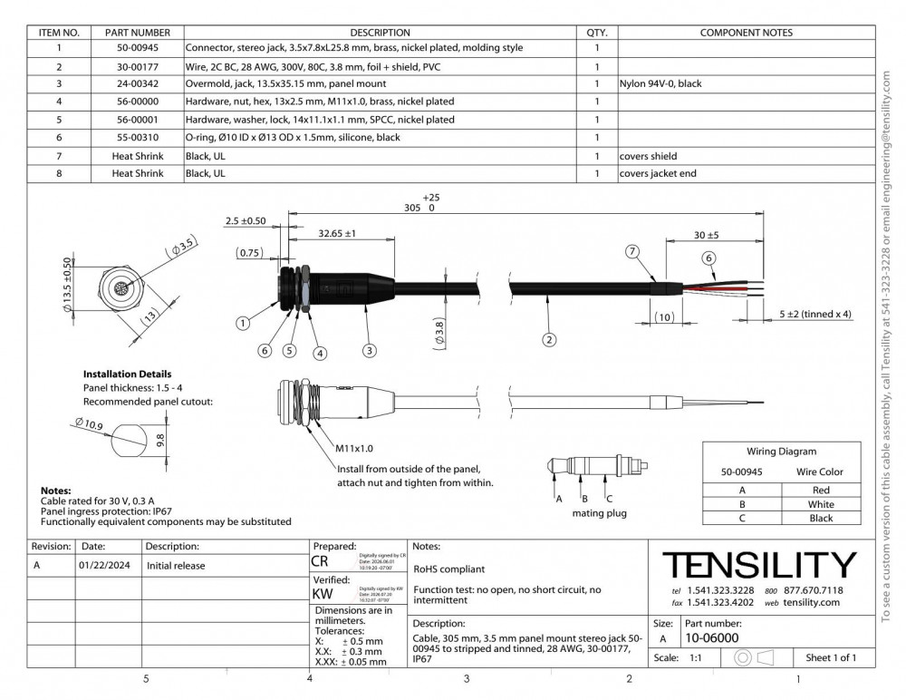 Tensility International 10-06000 product drawing