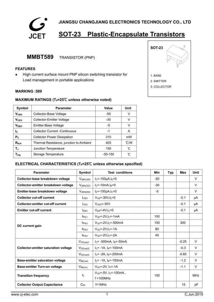 MMBT589 datasheet page 1