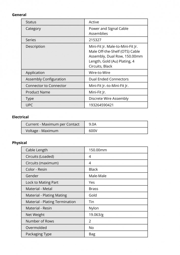 Technical document image 2 for MOLEX 2153272041